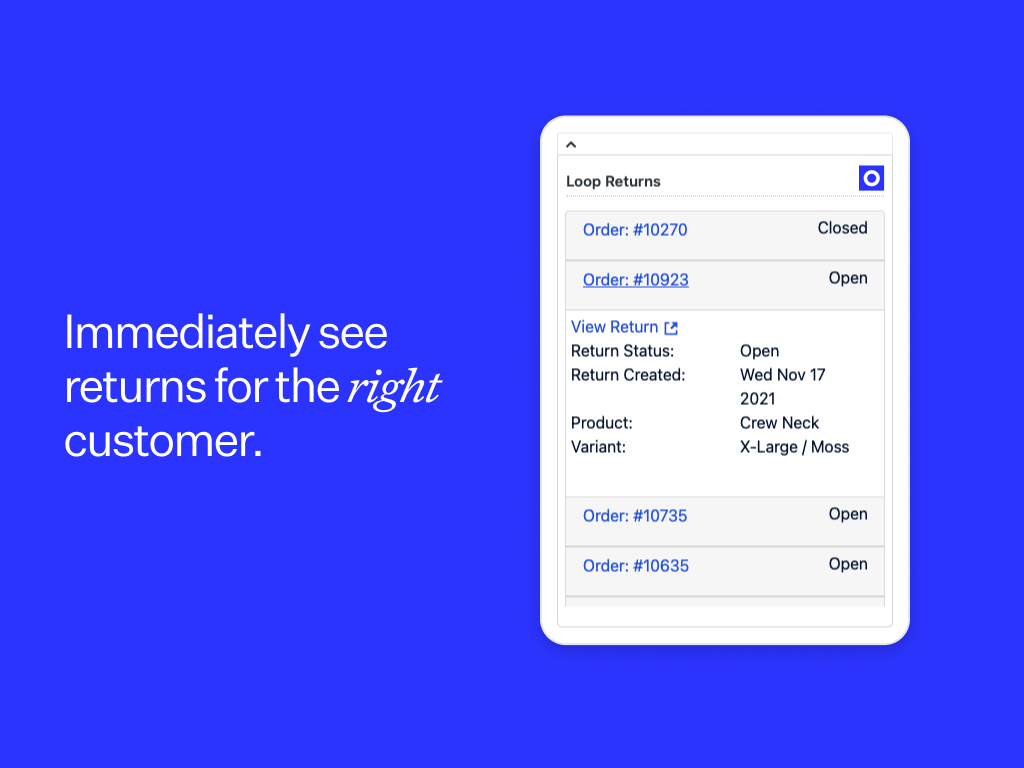 Loop Returns App Integration with Zendesk Support